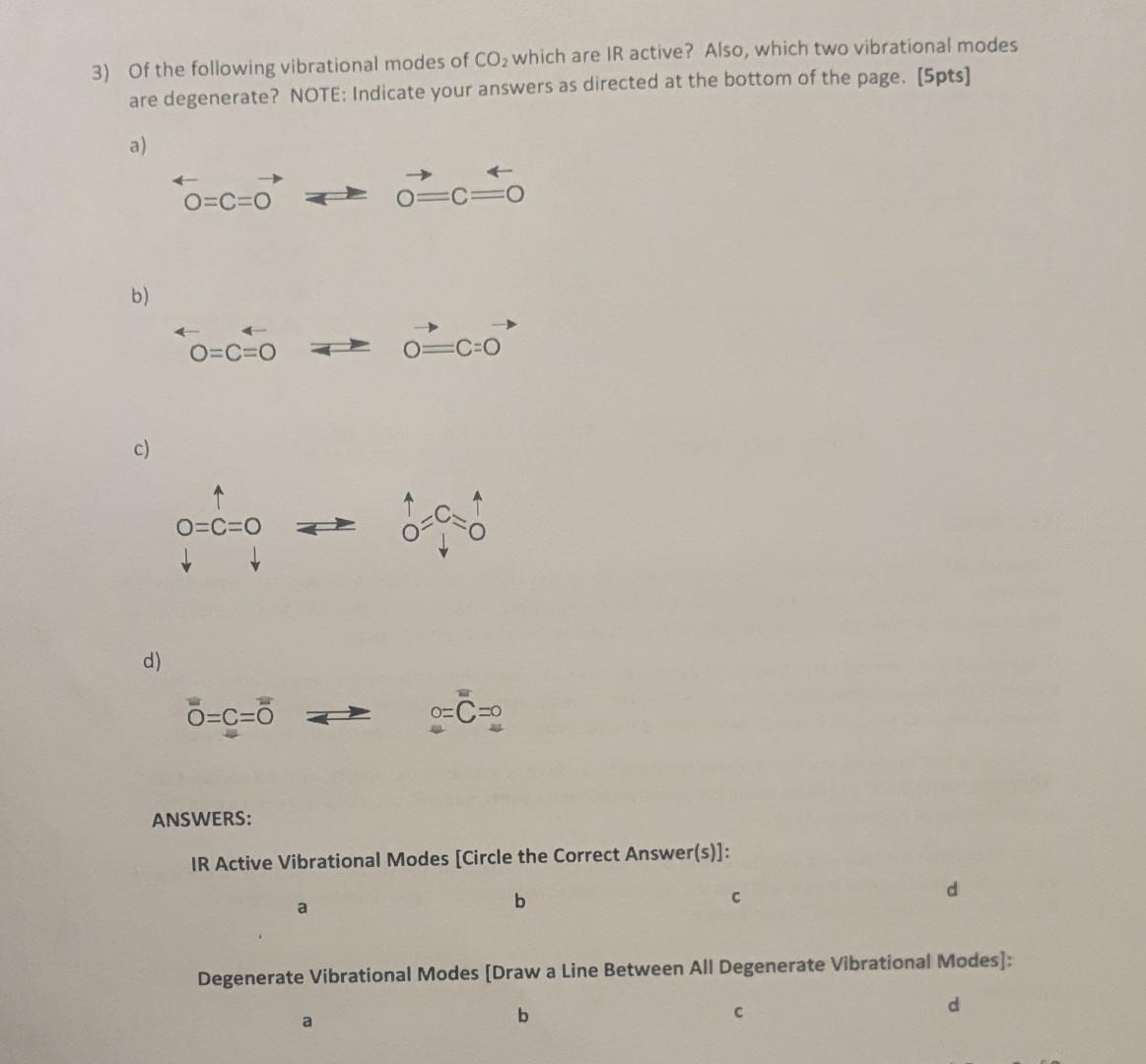 Solved 3) Of the following vibrational modes of CO2 which | Chegg.com
