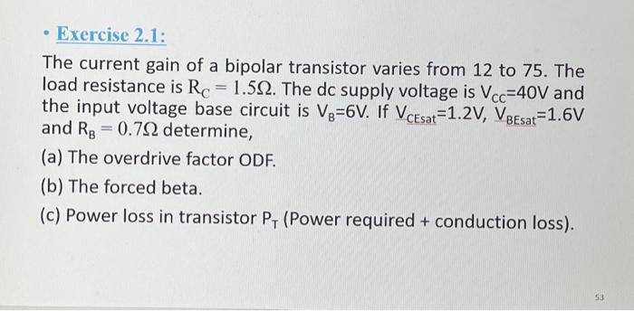Solved The current gain of a bipolar transistor varies from | Chegg.com
