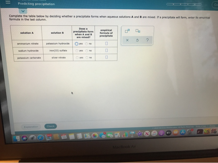 Solved Predicting precipitation Complete the table below by | Chegg.com
