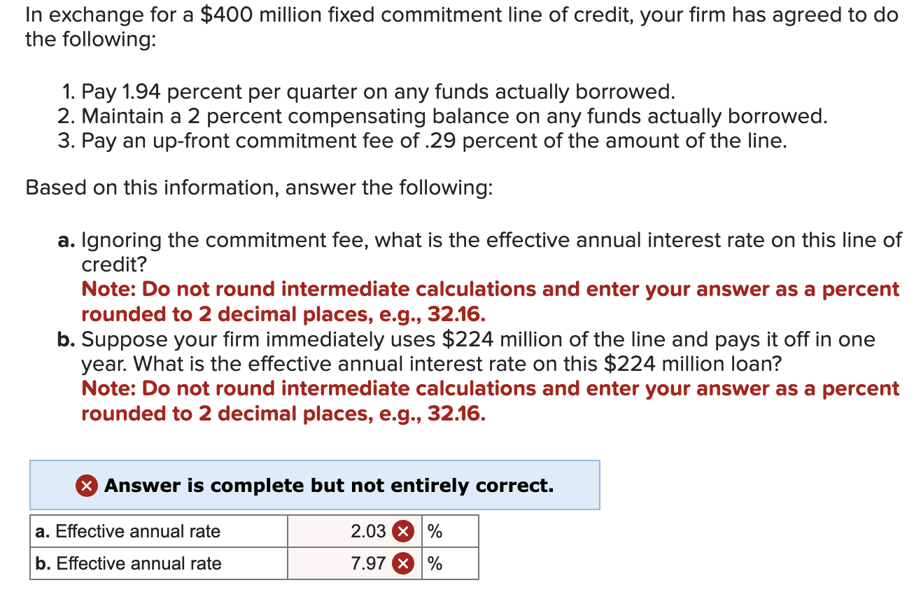 Solved In exchange for a $400 ﻿million fixed commitment line | Chegg.com
