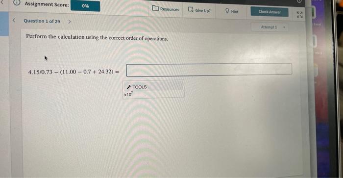 Solved Perform the calculation using the correct order of | Chegg.com