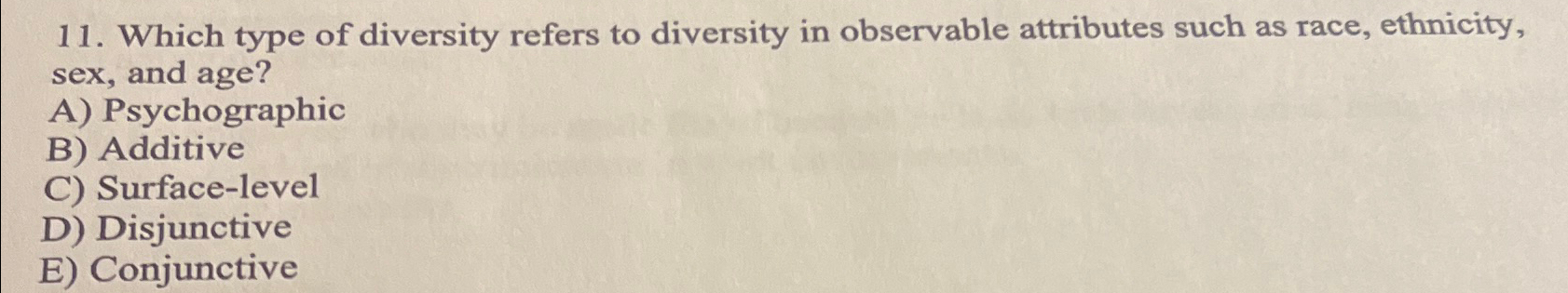 Solved Which type of diversity refers to diversity in | Chegg.com