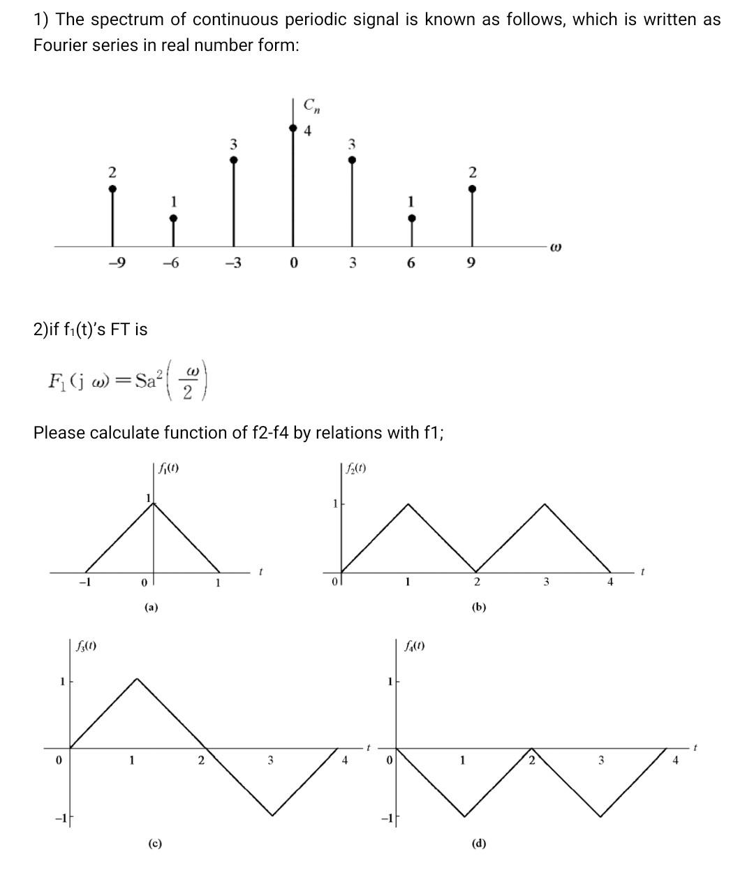 1) The spectrum of continuous periodic signal is | Chegg.com