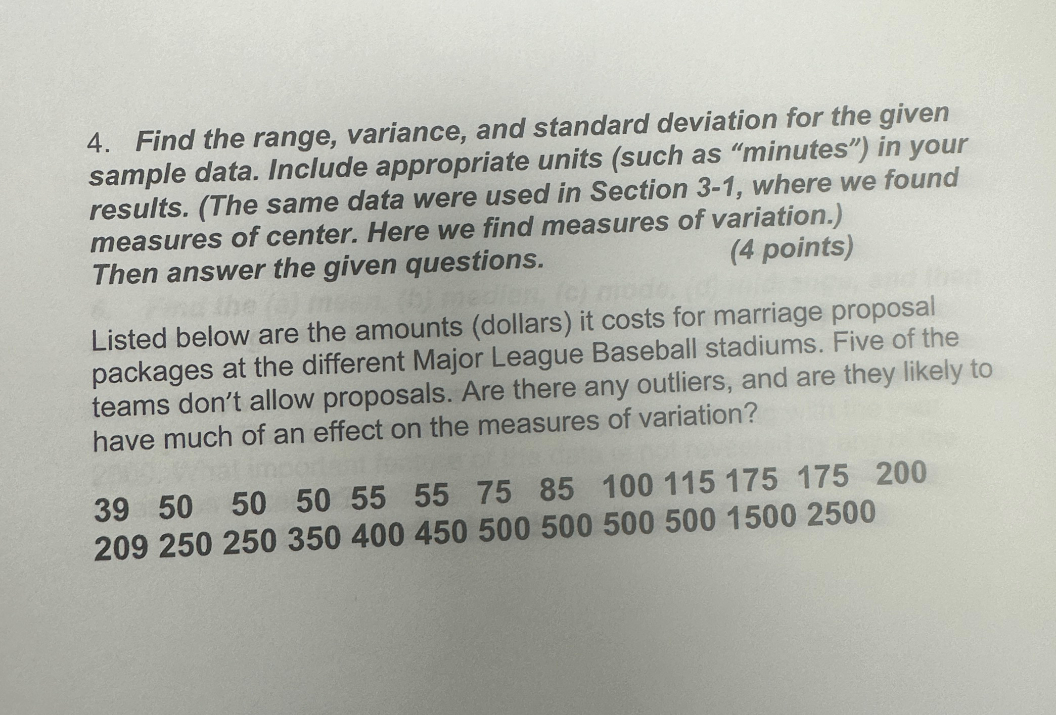 Solved Find the range, variance, and standard deviation for | Chegg.com