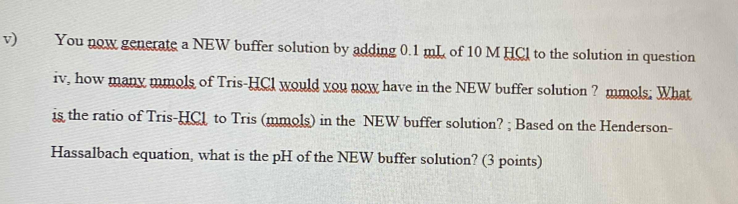 v) ﻿You now generate a NEW buffer solution by adding | Chegg.com