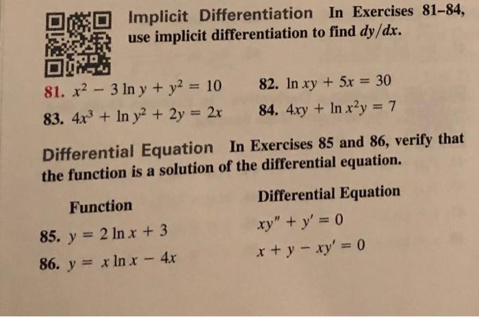 Solved Implicit Differentiation In Exercises 81-84, use | Chegg.com