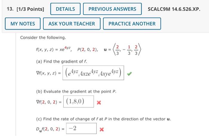 Solved [1/3 Points] SCALC9M 14.6.526.XP. Consider the | Chegg.com