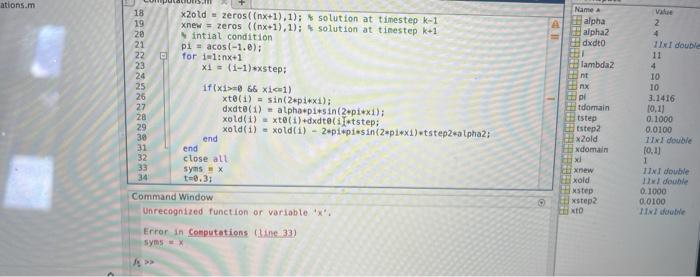 Solved Command Window Unrecogntzed function or variable " x | Chegg.com