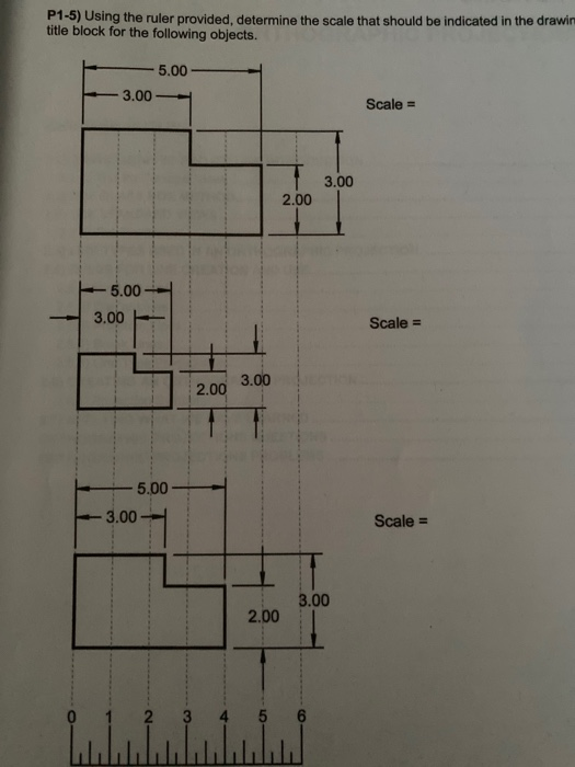 Solved P1-5) Using the ruler provided, determine the scale | Chegg.com