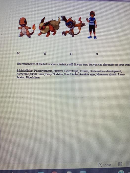 Pokemon phylogeny due 3/14 Return to Taxonomy & + | Chegg.com