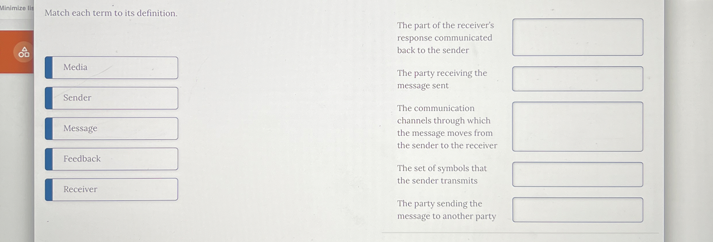 Solved Match each term to its definition. The part of | Chegg.com