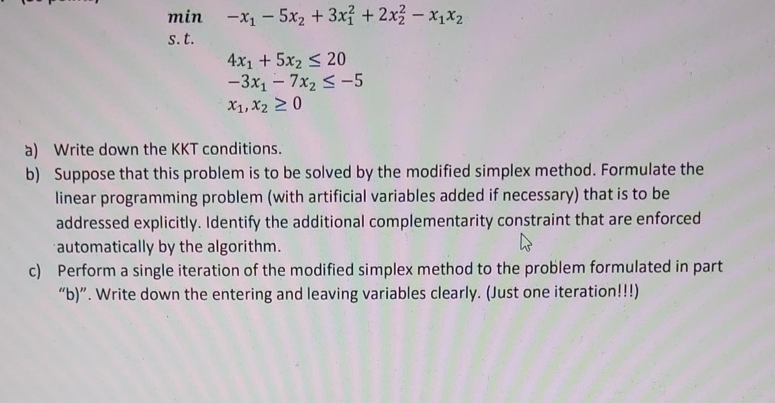 Solved min s.t. | Chegg.com