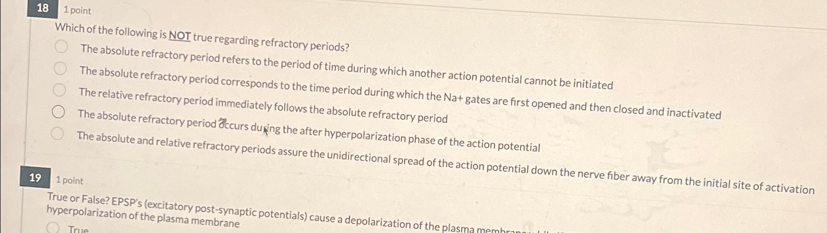 Solved 181 ﻿pointWhich of the following is NOT true | Chegg.com