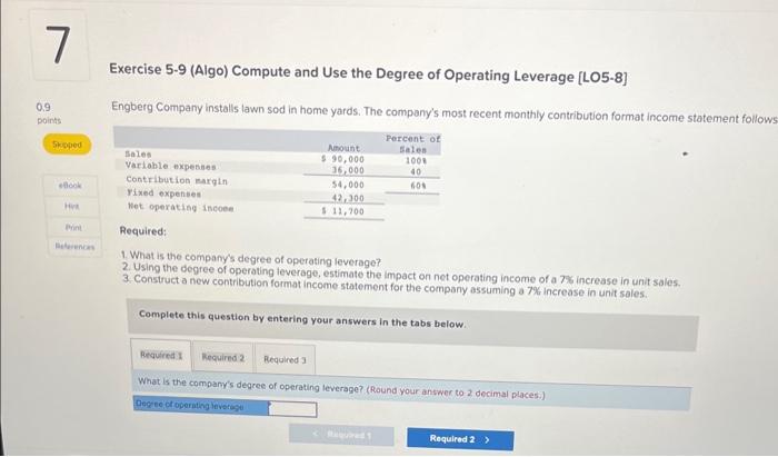 Solved Exercise 5-9 (Algo) Compute and Use the Degree of | Chegg.com