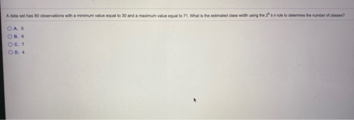 Solved A data set has 80 observations with a minimum value | Chegg.com
