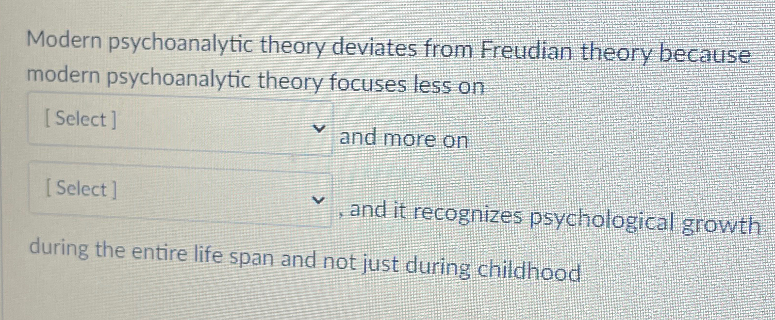 Solved Modern psychoanalytic theory deviates from Freudian | Chegg.com