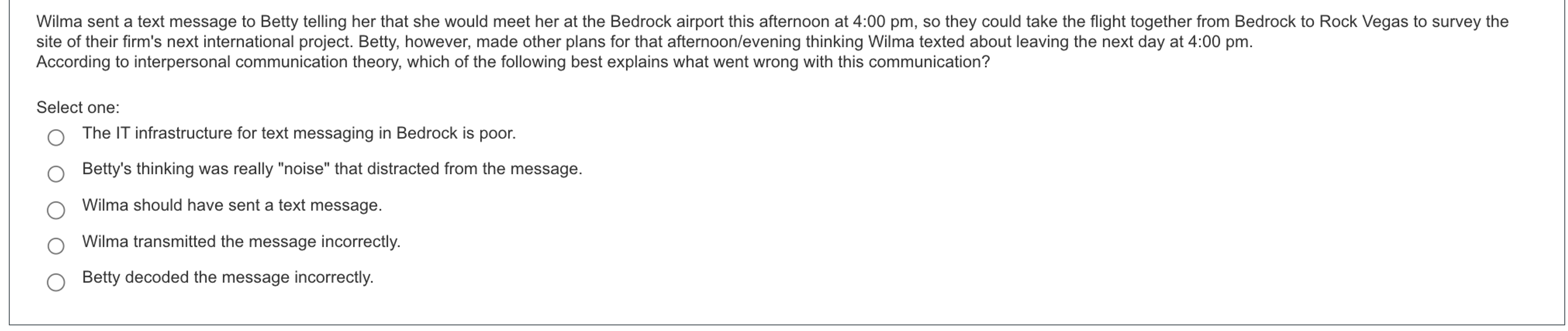 Solved Wilma sent a text message to Betty telling her that | Chegg.com
