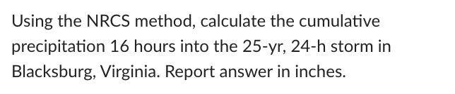 Solved Using the NRCS method, calculate the | Chegg.com