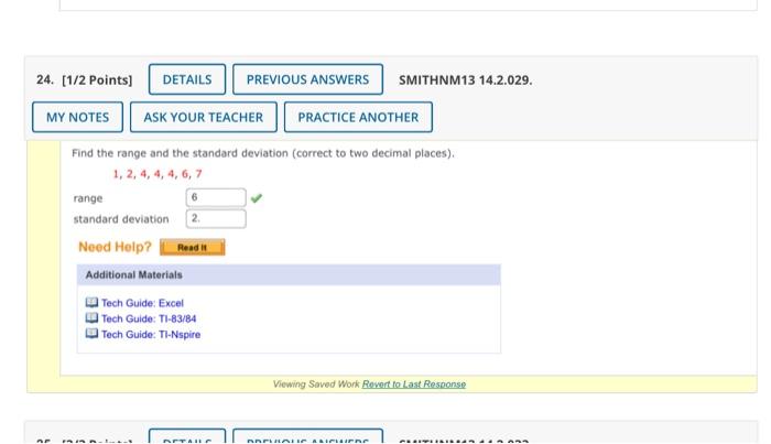 Solved Find the range and the standard deviation (correct to | Chegg.com