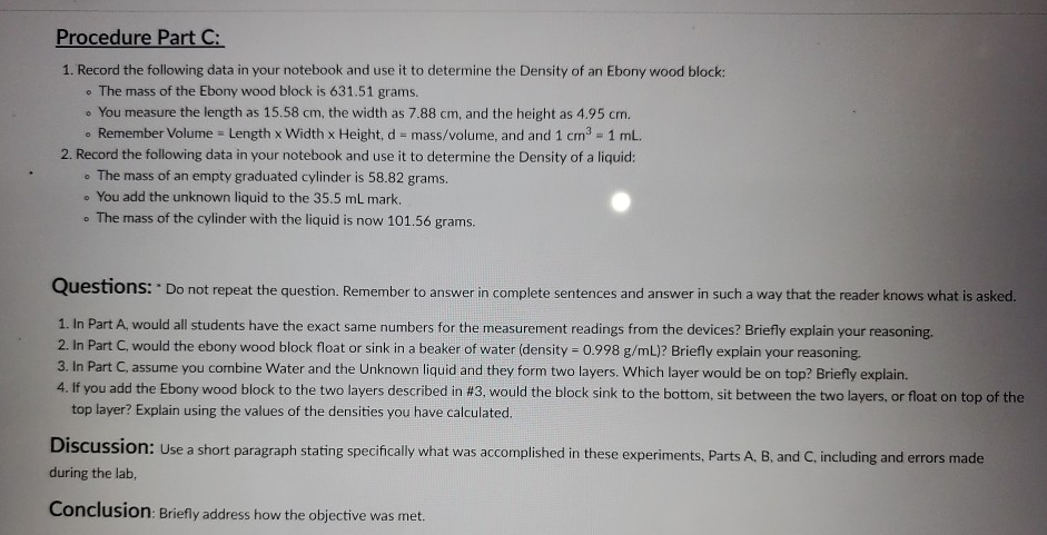 Solved . Procedure Part A: Set up a data table in your | Chegg.com