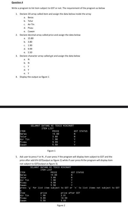 Solved 1. Declare 20 array called item and assign the data | Chegg.com