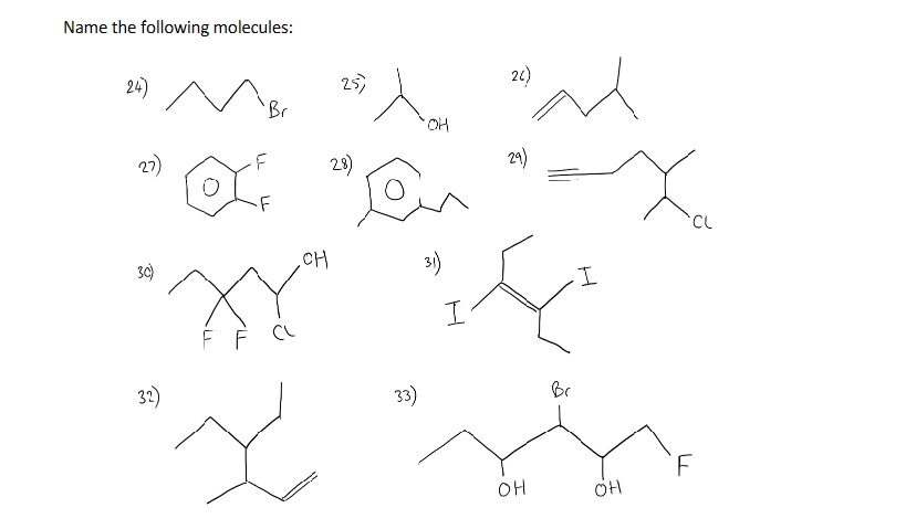Solved Name the following molecules:27233 | Chegg.com