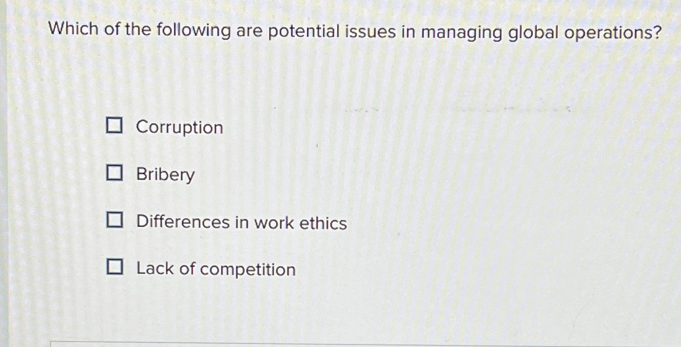 Solved Which of the following are potential issues in | Chegg.com