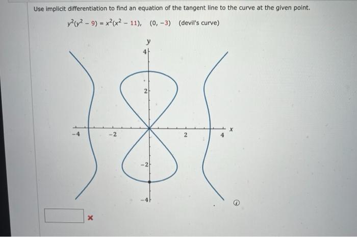 Solved Use implicit differentiation to find an equation of | Chegg.com