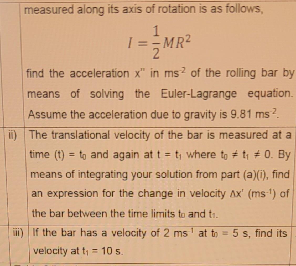 Solved A steel bar with a mass M and radius R rolls without | Chegg.com