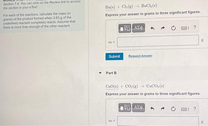 Solved Section 7.4. You can click on the Review link to | Chegg.com