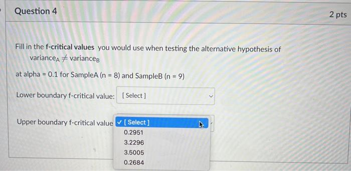 Solved Fill in the f-critical value you would use when | Chegg.com