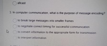 Solved alicast3 ﻿In computer communication, what is the | Chegg.com