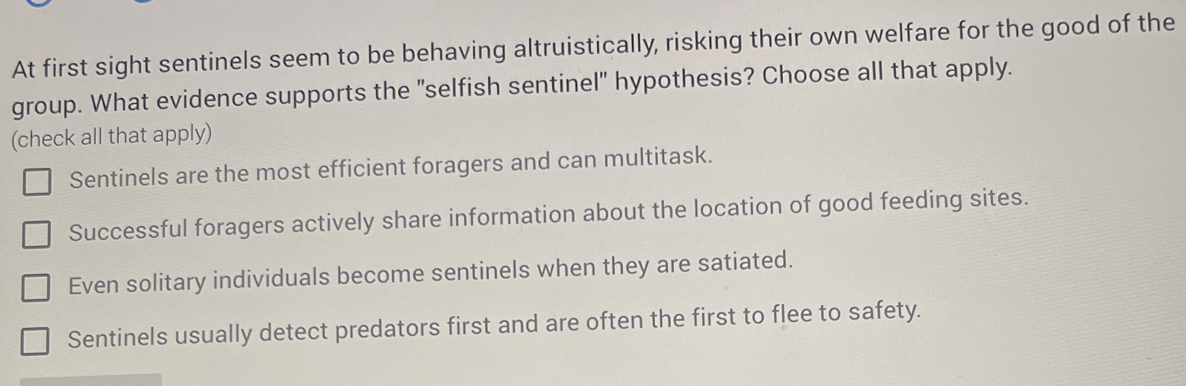 Solved At first sight sentinels seem to be behaving | Chegg.com