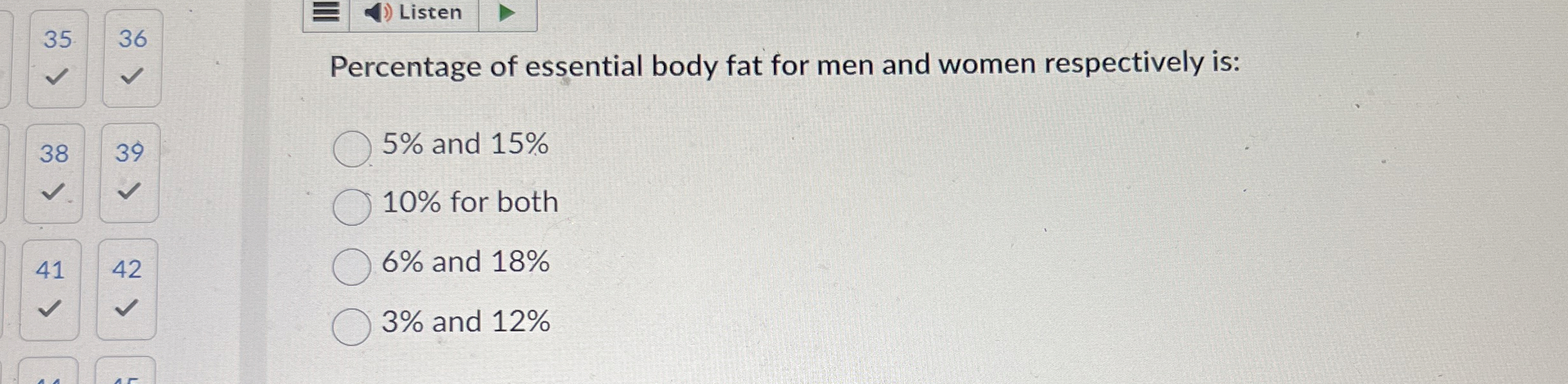 Solved Percentage of essential body fat for men and women | Chegg.com