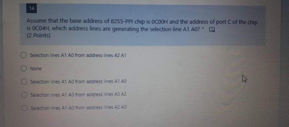 Solved 14 Assume that the base address of 8255-PPI chip is | Chegg.com