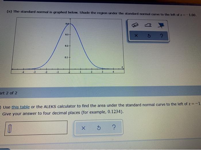 Solved (a) The standard normal is graphed below. Shade the | Chegg.com