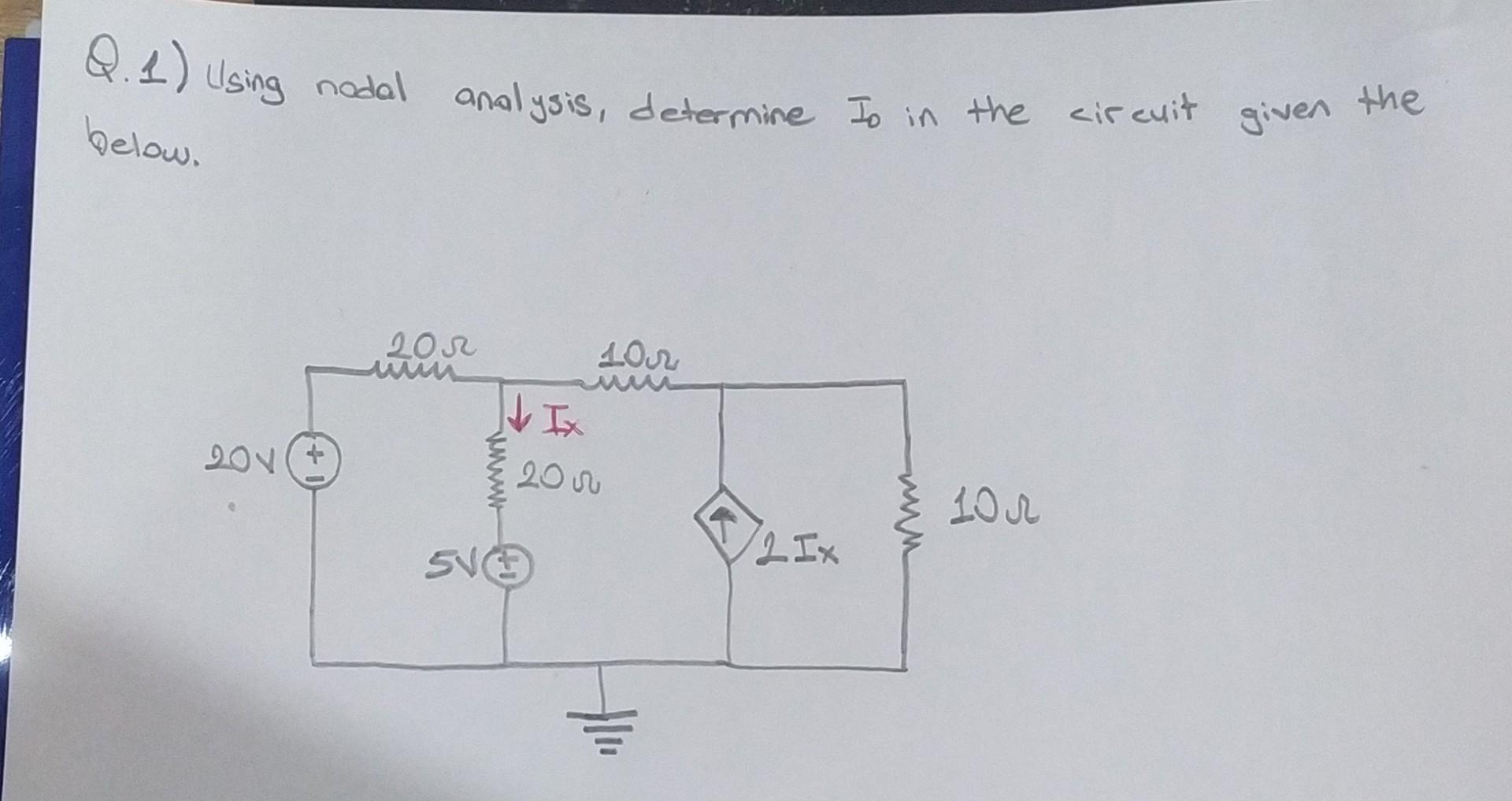 Solved Q.1) Using nodal analysis, determine I0 in the | Chegg.com