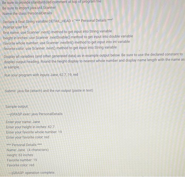 Solved Be sure to import java.util.Scanner Name the class | Chegg.com