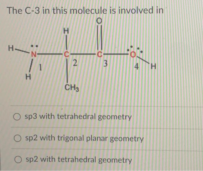 The C-3 in this molecule is involved in sp3 with | Chegg.com