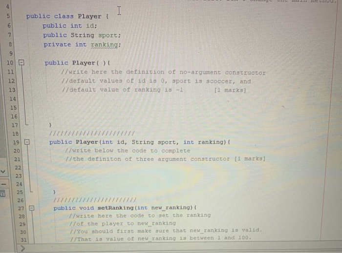 Solved 4 6 public class Player ! public int id; public | Chegg.com