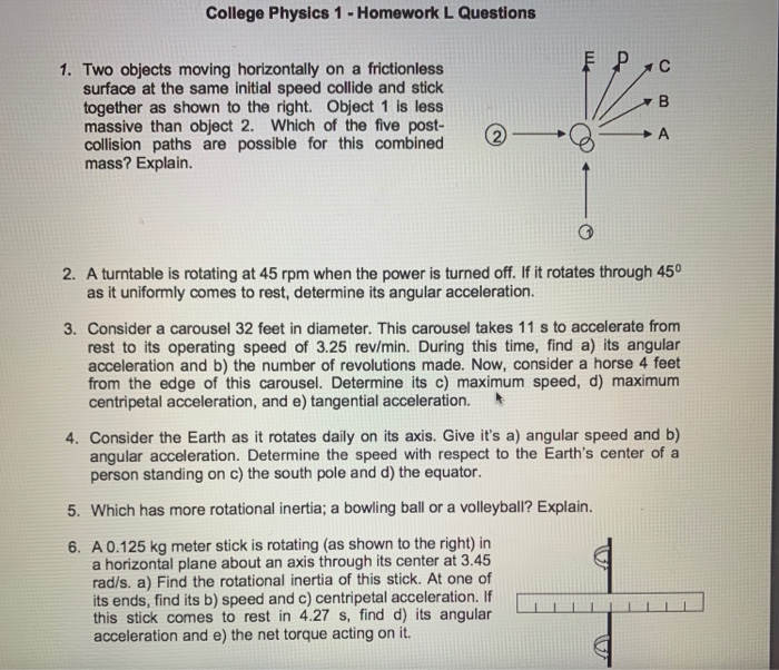 Solved College Physics 1 - Homework L Questions F 1. Two | Chegg.com