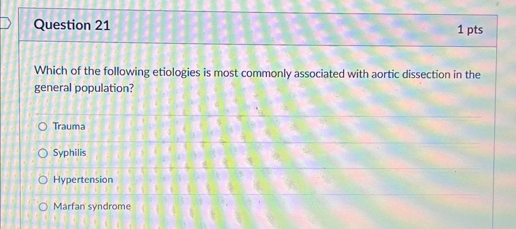 Solved Question 211 ﻿ptsWhich of the following etiologies is | Chegg.com