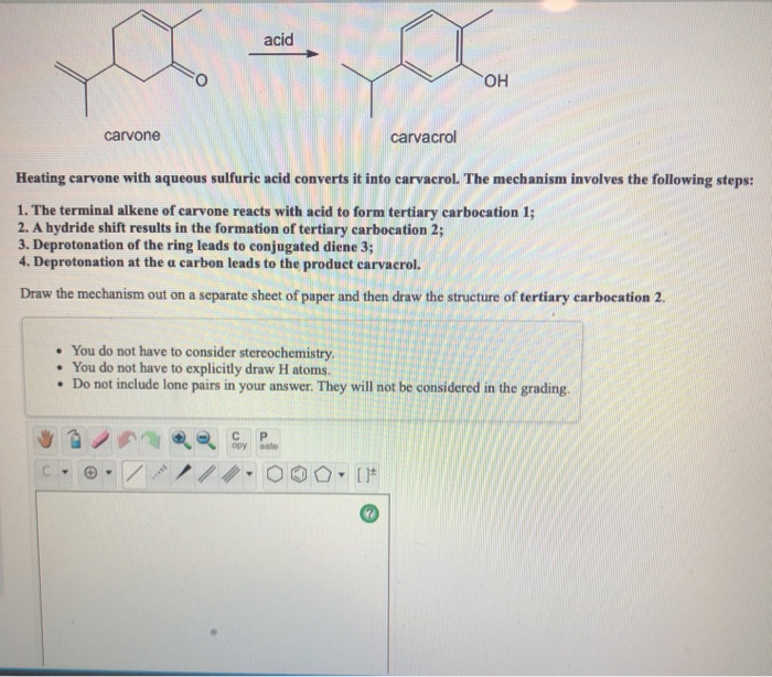Solved acid ОН carvone carvacrol Heating caryone with | Chegg.com