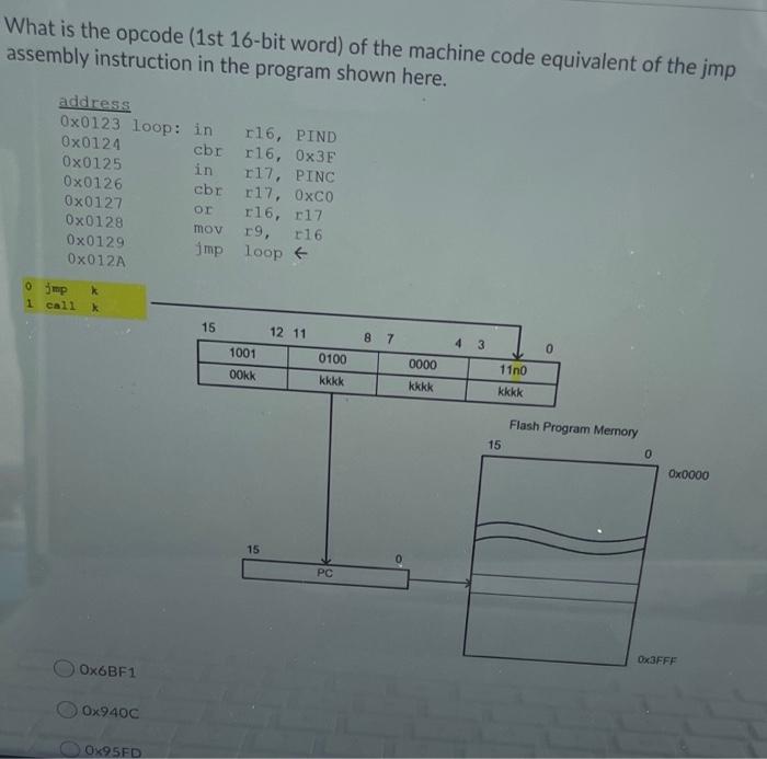 Solved What is the opcode (1st 16-bit word) of the machine | Chegg.com