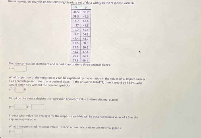 Solved Find the correlation coefficient and report it | Chegg.com