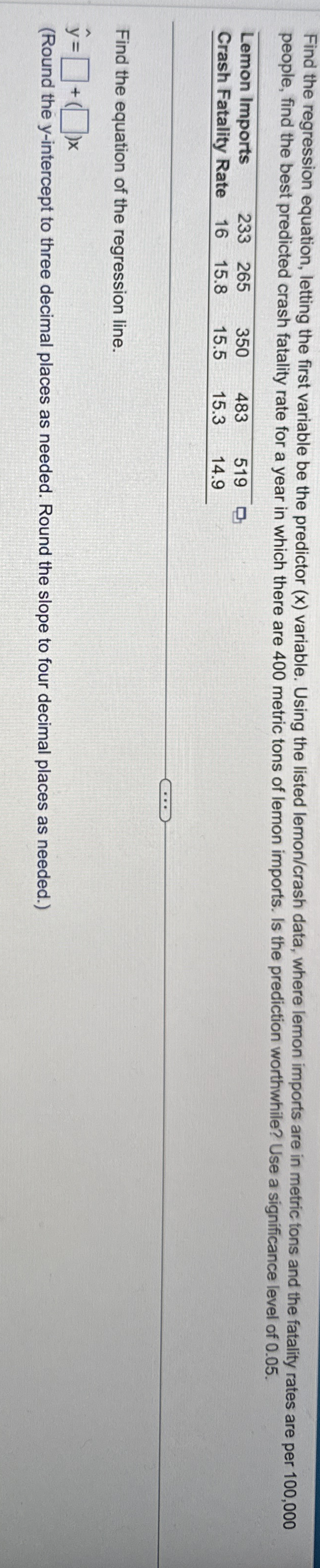 Solved Find the regression equation, letting the first | Chegg.com