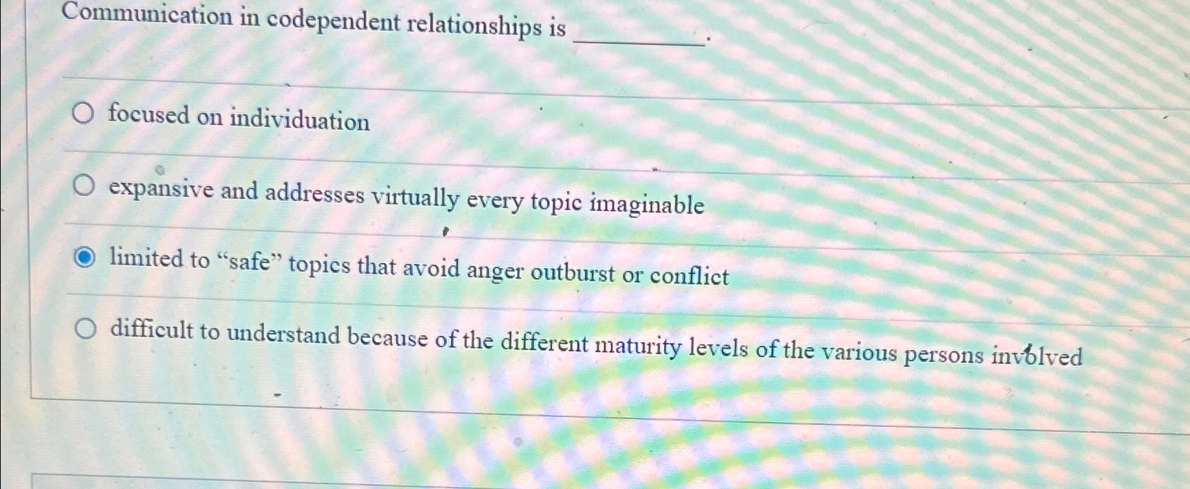 Solved Communication in codependent relationships isfocused | Chegg.com