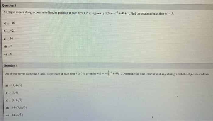 Solved Question 3 An object moves along a coordinate line, | Chegg.com