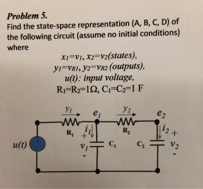 Solved Problem 5 Find The State Space Representation A B