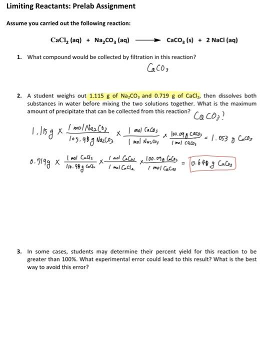 Solved Experiment 6: Limiting Reactants Learning Objectives | Chegg.com